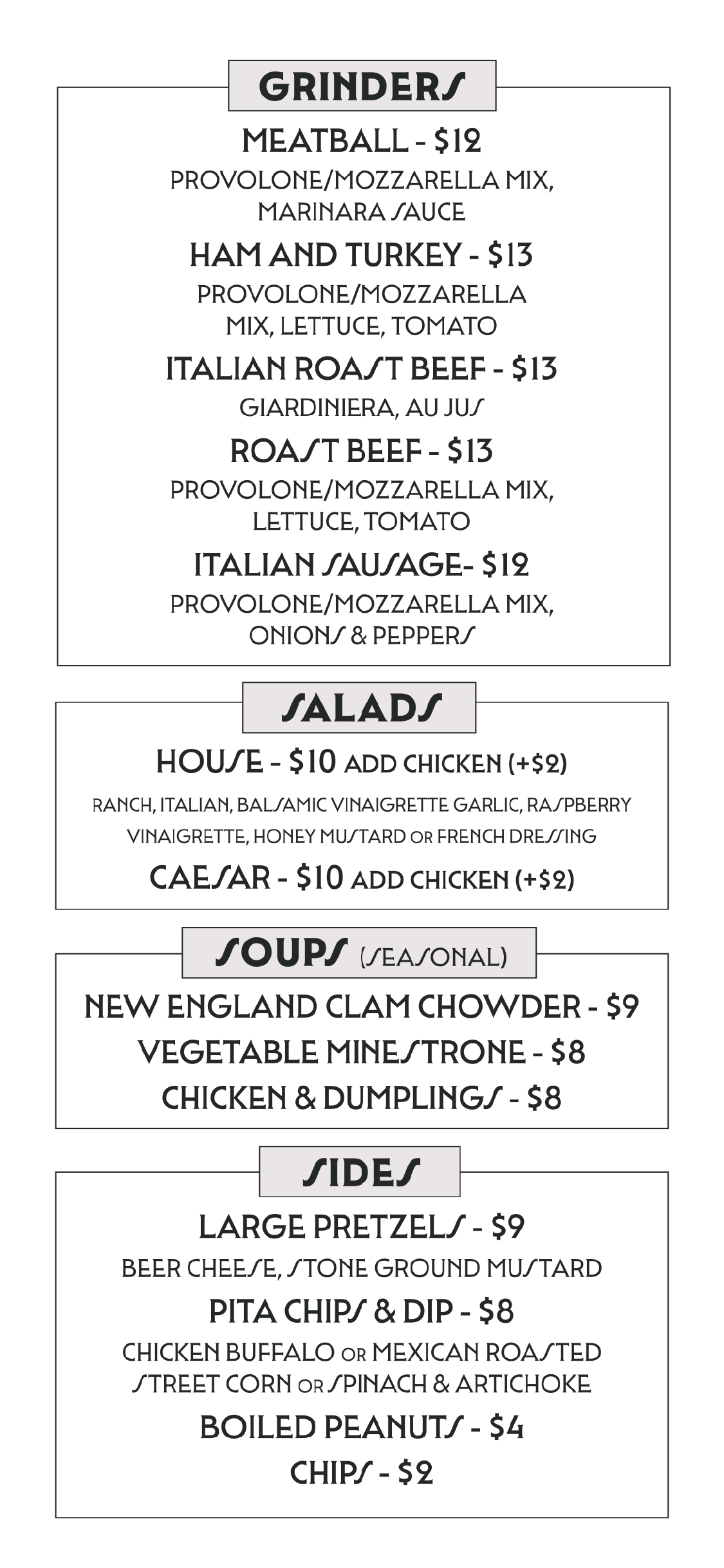 Food Menu – Gumlog Brewing Company
